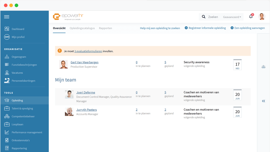 Training management - BCS Epowerhr